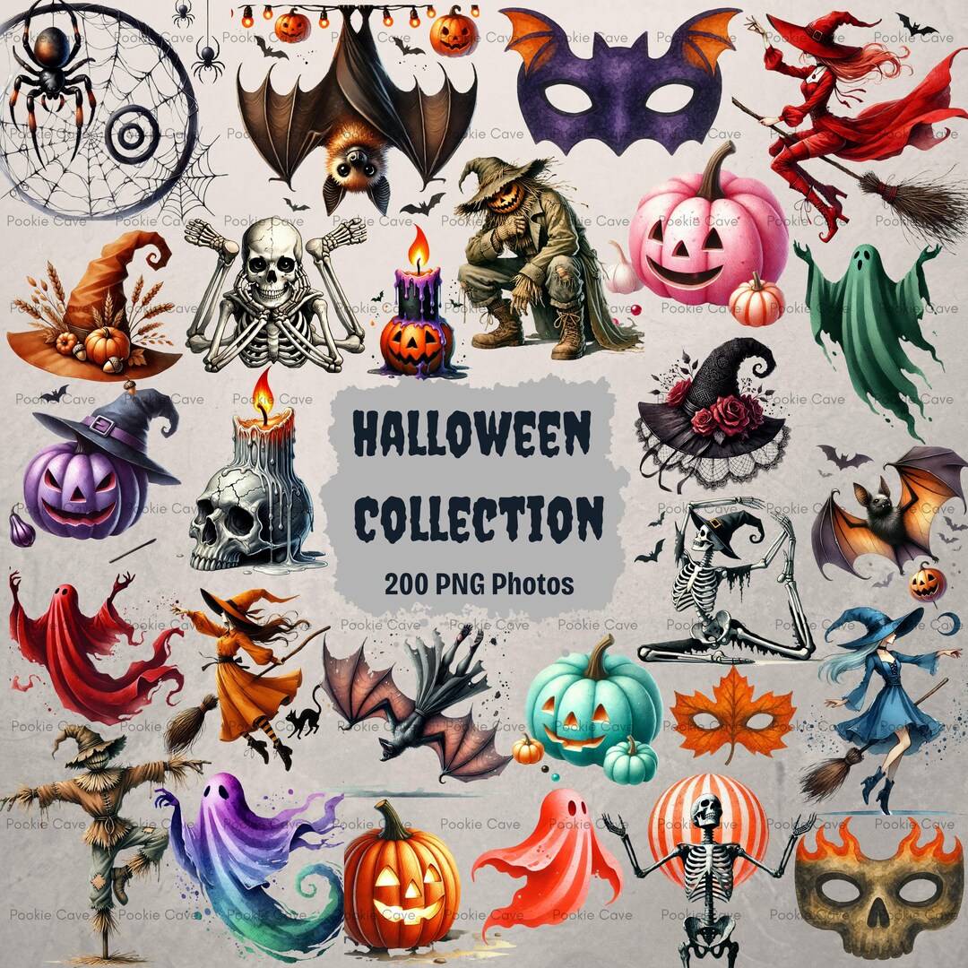 200 Halloween Clipart Bundle: Images for Spooky Crafts (digital ...