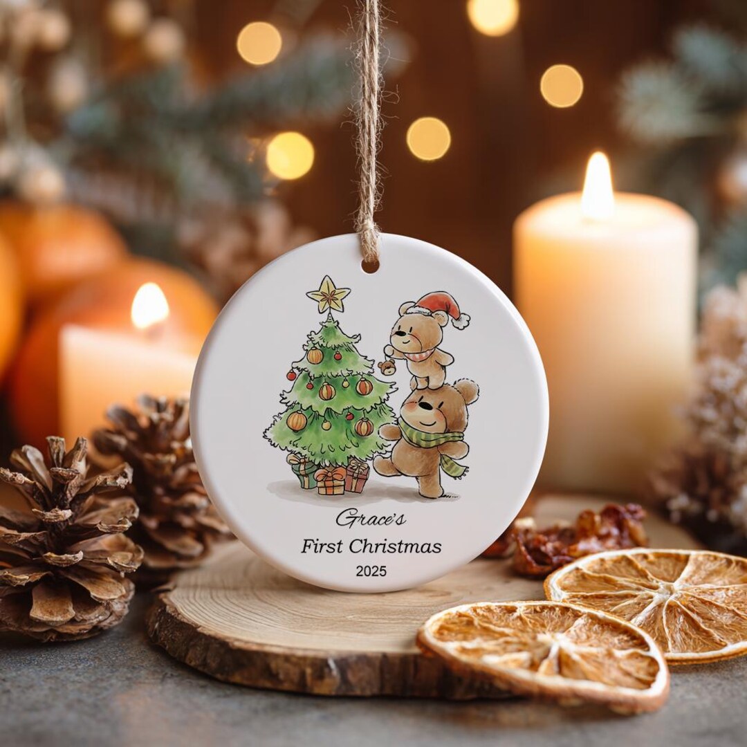 Personalized Painted Bear Baby's First Christmas Ornament,customized ...
