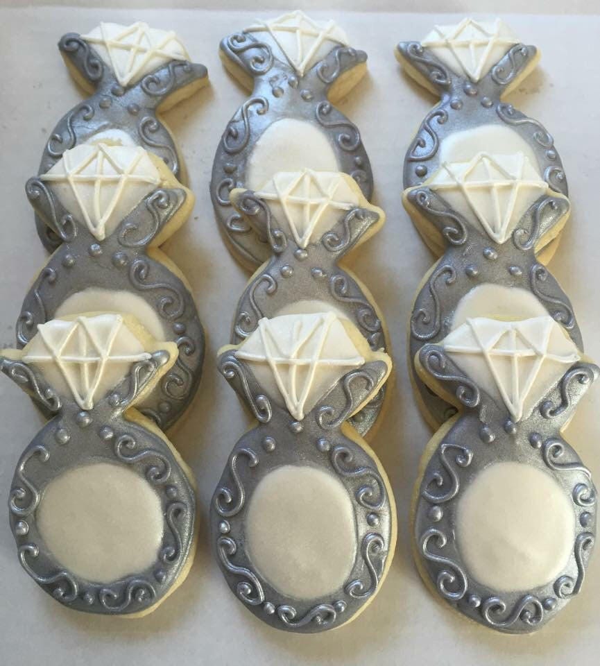 Engagement Wedding Ring Cookies Wedding Shower Cookies - Etsy