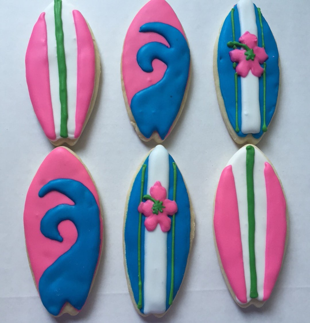 Surf Board Sugar Cookies, Beach Party Favors, Luau Party, Pool Party ...
