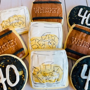 Whiskey Themed Birthday Cookies - Decorated Birthday Cookies - 40th ...