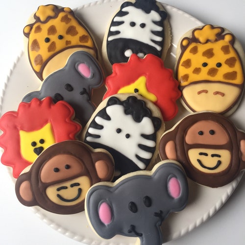Mini Zoo Animal Birthday Sugar Cookies 1 Bag Safari - Etsy