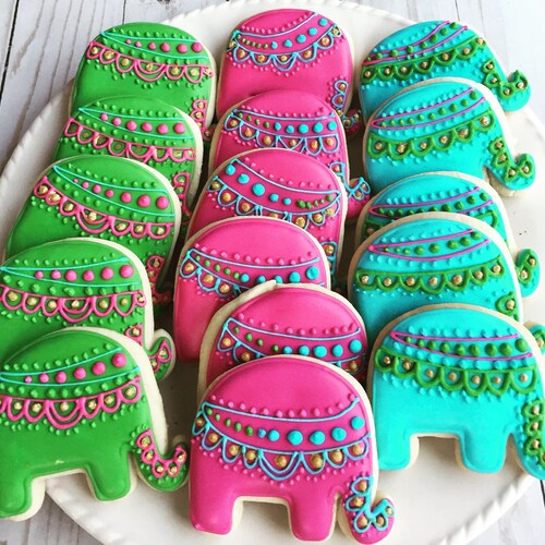 Elephant Cookies Sugar Cookies Decorated Cookies Elephant | Etsy