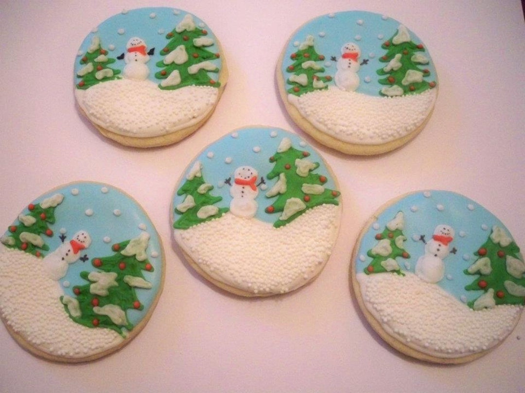 Snowman Winter Scene Sugar Cookies - Etsy