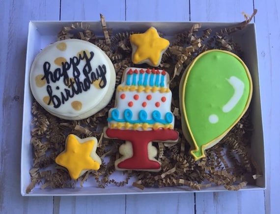 Birthday Cookie Gift Box Birthday Sugar Cookies Birthday | Etsy