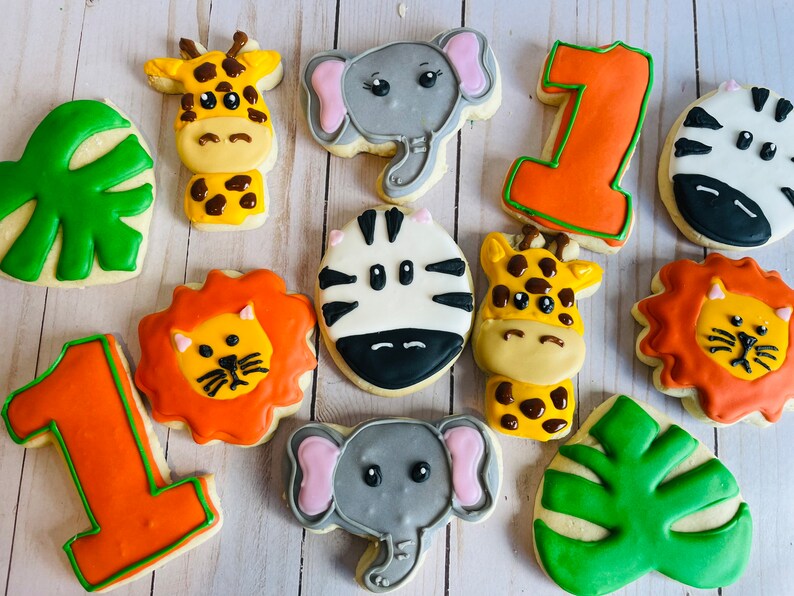 12 Zoo Animal Birthday Sugar Cookies Safari Birthday Party - Etsy