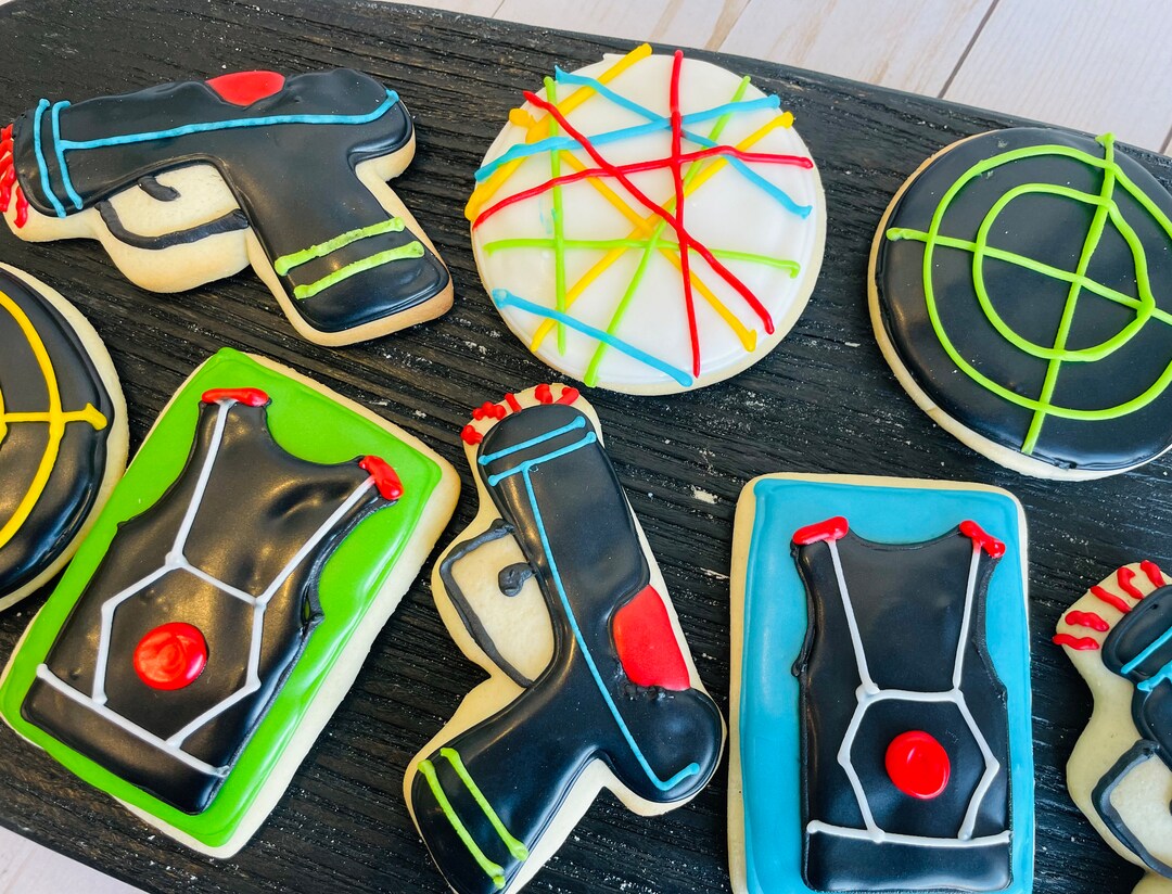 12 Laser Tag Cookies- Decorated Sugar Cookies - Boys Birthday Party ...