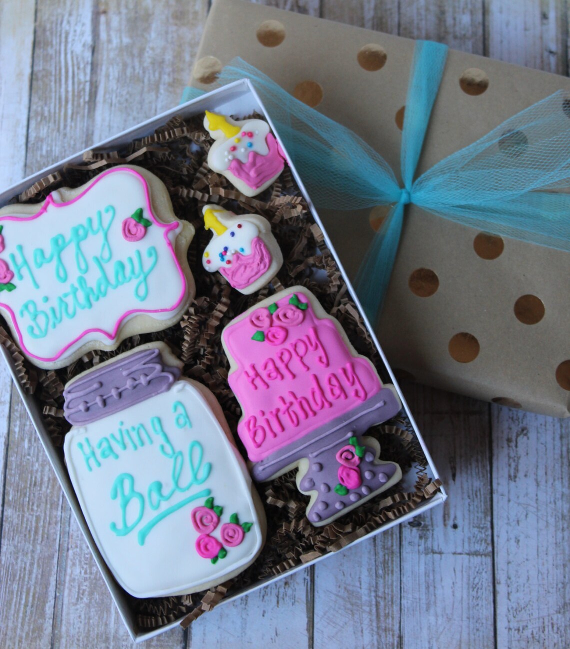 Birthday Cookie Gift Box Birthday Sugar Cookies Birthday - Etsy