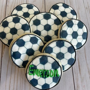 Soccer Ball Sugar Cookies - Soccer Cookies- Socccer Gifts - Soccer ...