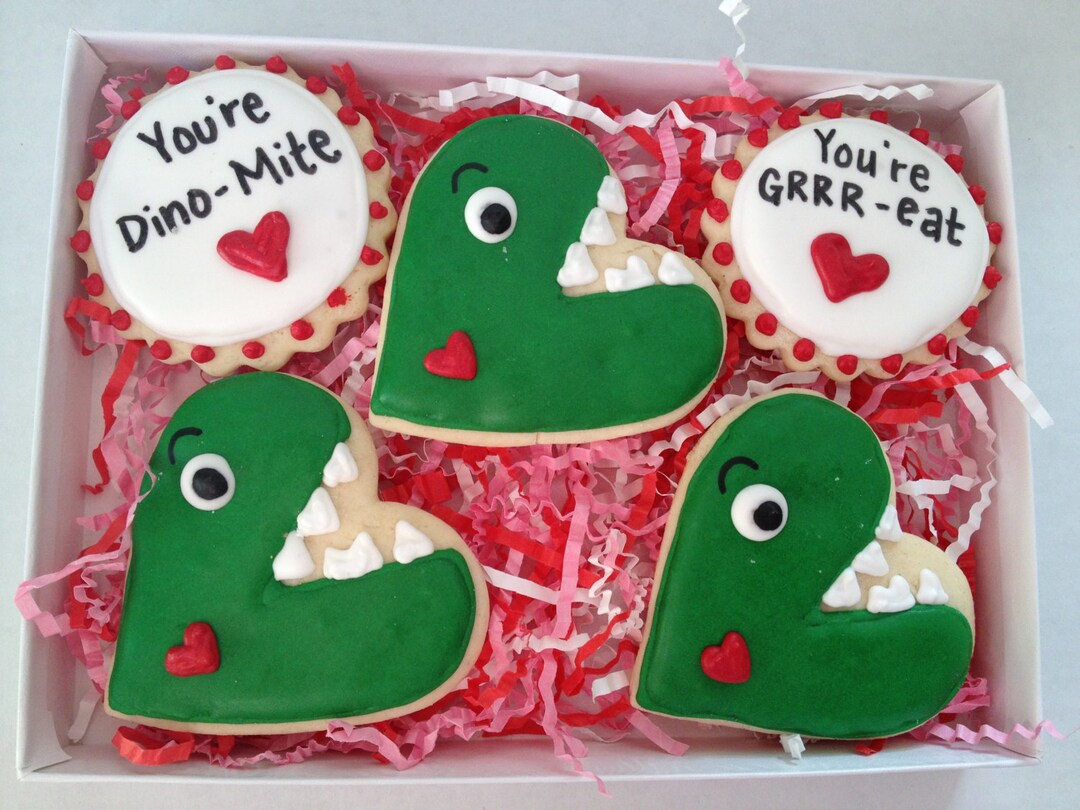Dino Mite Valentine's Day Cookie Gift Set - Etsy