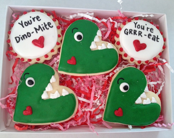 Dino Mite Valentine's Day Cookie Gift Set - Etsy