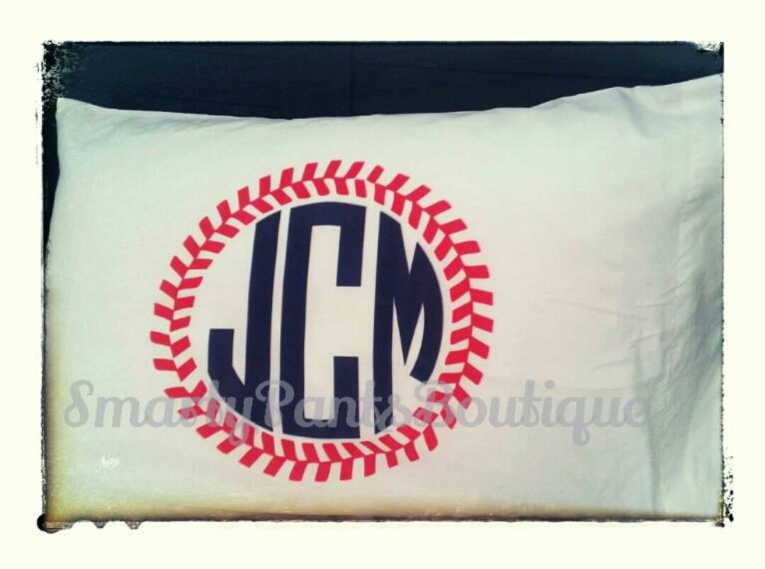 Pillowcase Monogram Baseball Softball Laces Personalized for - Etsy