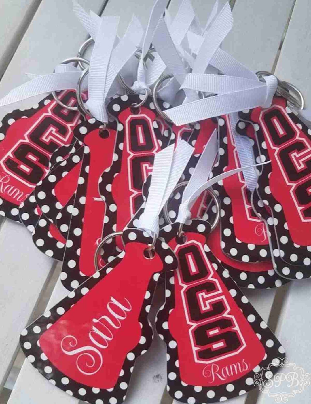 Megaphone Shaped Key Tag Ring or Bag Tag, Personalized 2 Sided Print ...