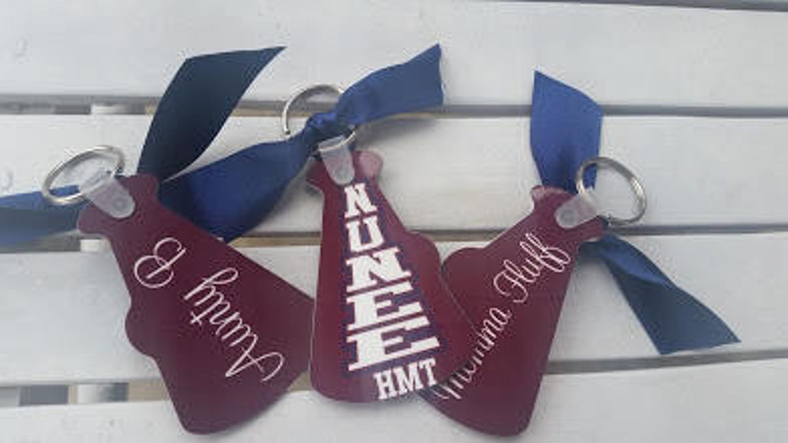 Megaphone Shaped Key Tag Ring or Bag Tag Personalized 2 Sided | Etsy