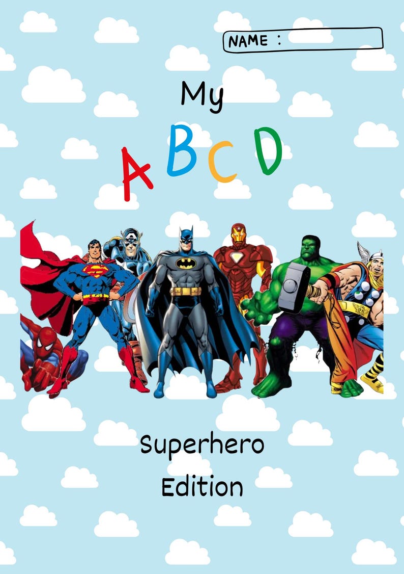 Superhero ABC Learning Booklet: Trace, Read & Write (PDF) - Etsy UK