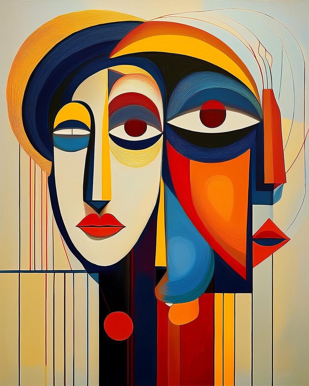 Abstract Cubism Faces 2 - Etsy