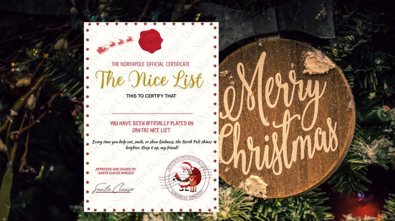 Santa's Nice List Certificate: Editable Christmas Keepsake (canva ...