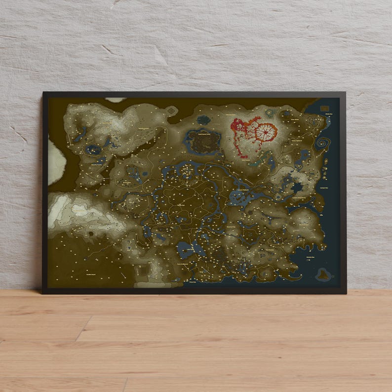 The Legend of Zelda Map Poster, Hyrule, High Quality Print, Video Game ...