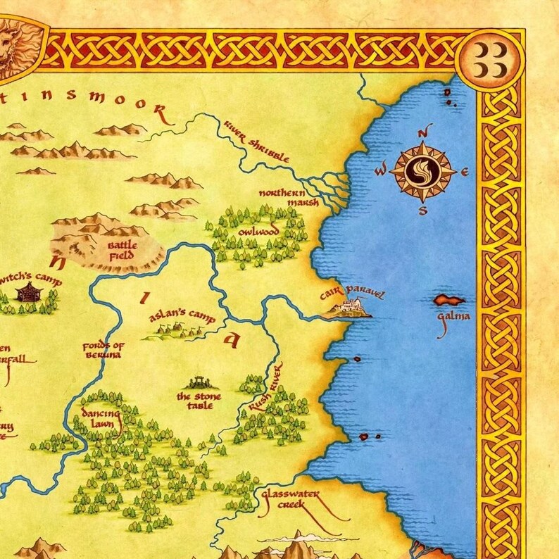 The Chronicles of Narnia Map Poster ,archenland ,high Quality Print ...