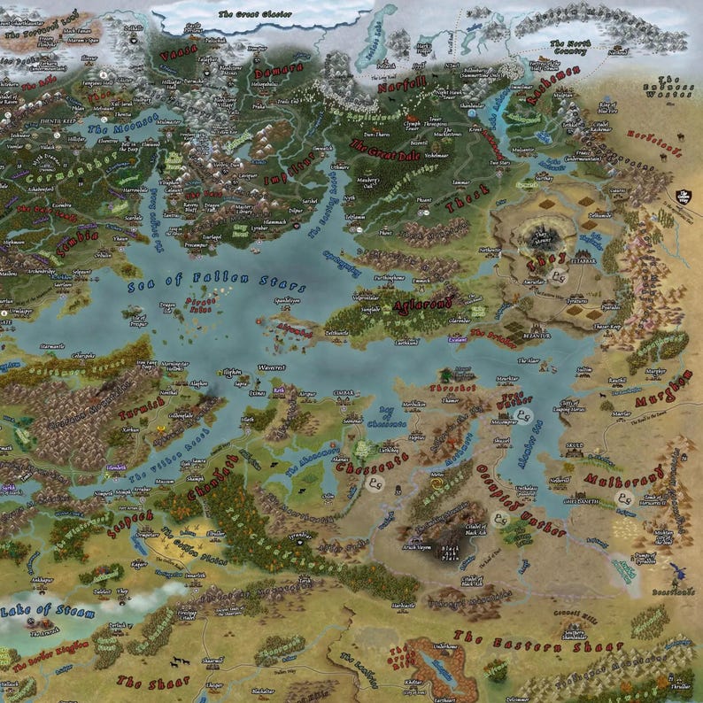 Dungeons and Dragons Faerun Poster ,forgotten Realms ,high Quality ...