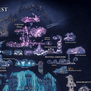 Hollow Knight Map Poster, Hallownest, High Quality Print, Video Game ...