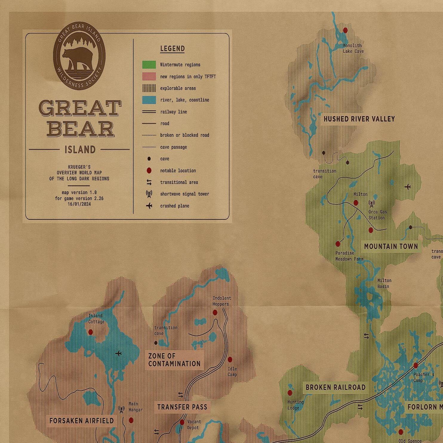 The Long Dark Poster, Great Bear Map, High Quality Print, Video Game ...