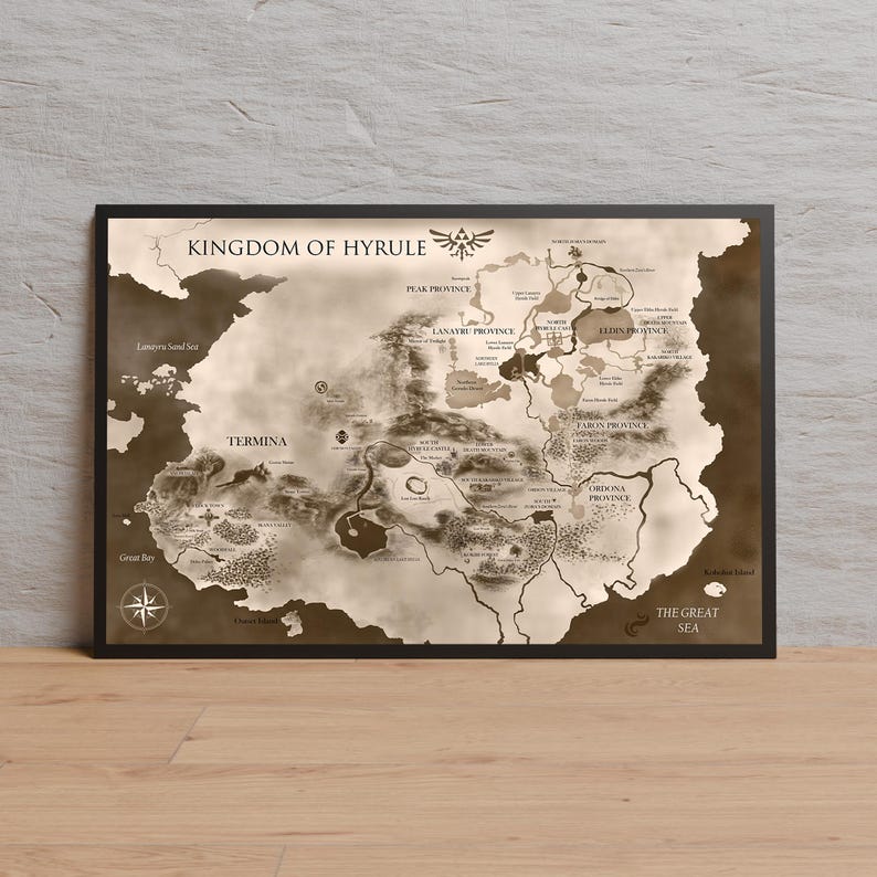 The Legend of Zelda Map Poster, Hyrule, High Quality Print, Video Game ...