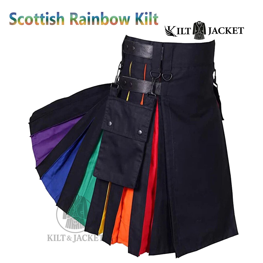 Hybrid Utility Kilt for Men Scottish Rainbow Kilt Traditional ...