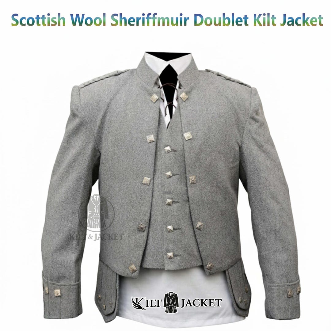 Men’s Scottish Wool Sheriff Muir Doublet Kilt Jacket & Waistcoat ...