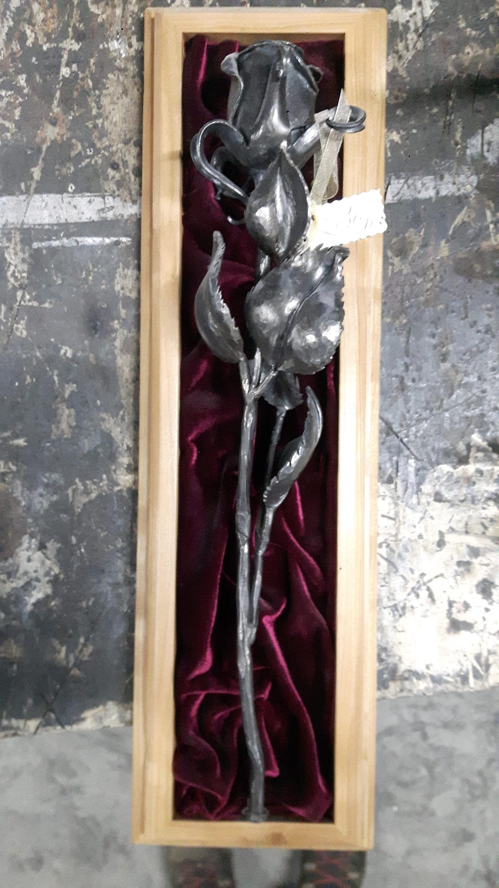 Hand-forged Steel Rose – Unique Eternal Gift in Wooden Box | Handmade ...