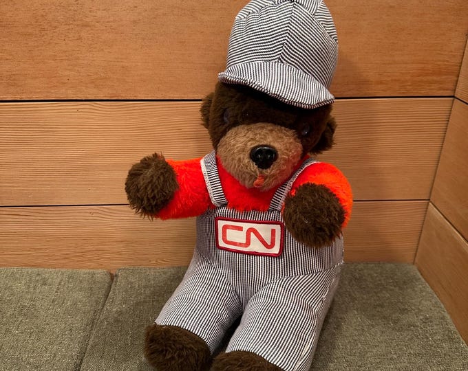 1980s CN Rail Train Conductor Mascot Oscar the Bear Good Condition Hard ...