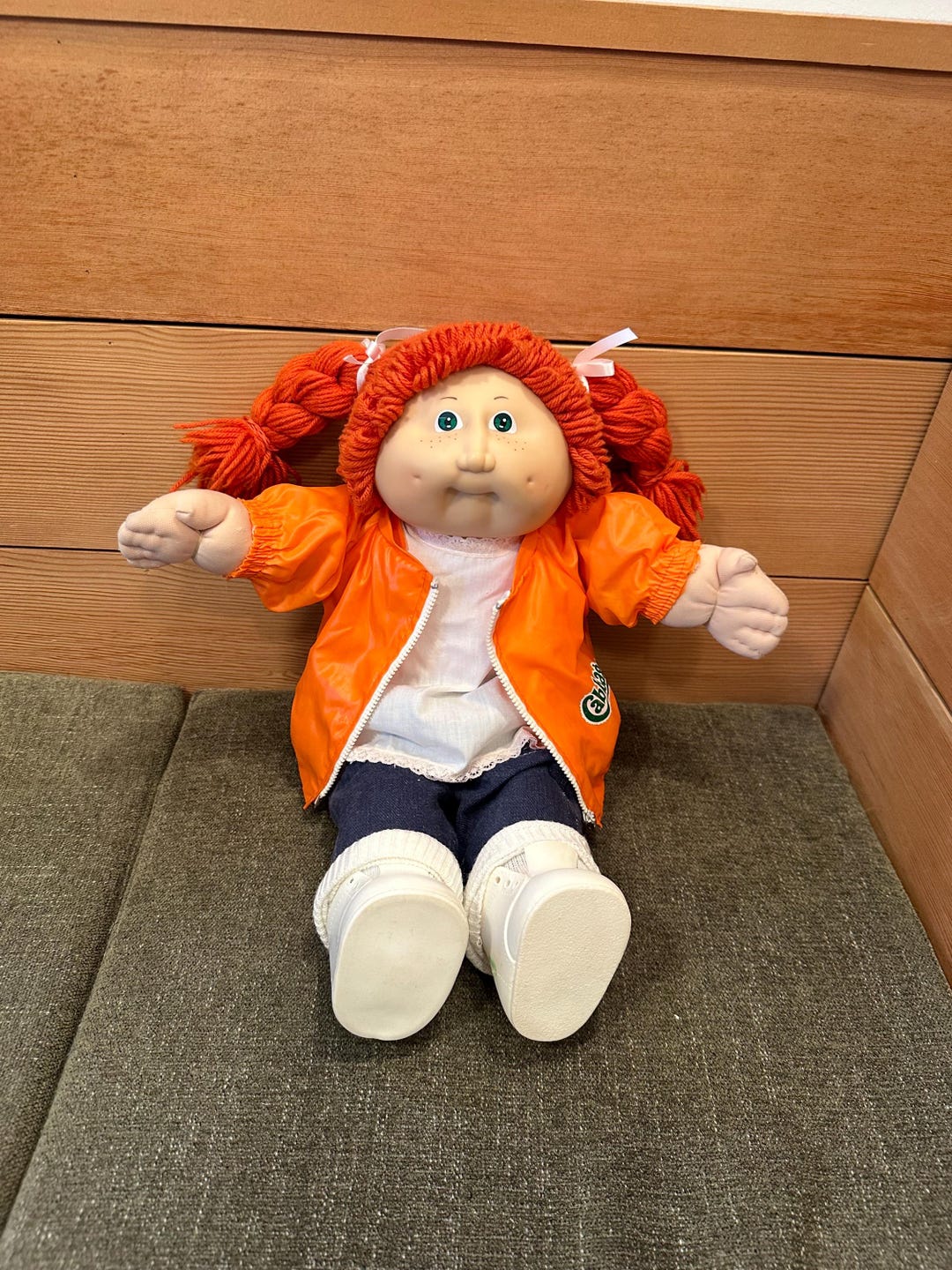 1983 Cabbage Patch Kids Red Pigtail Hair Green Eye Orange Jacket ...