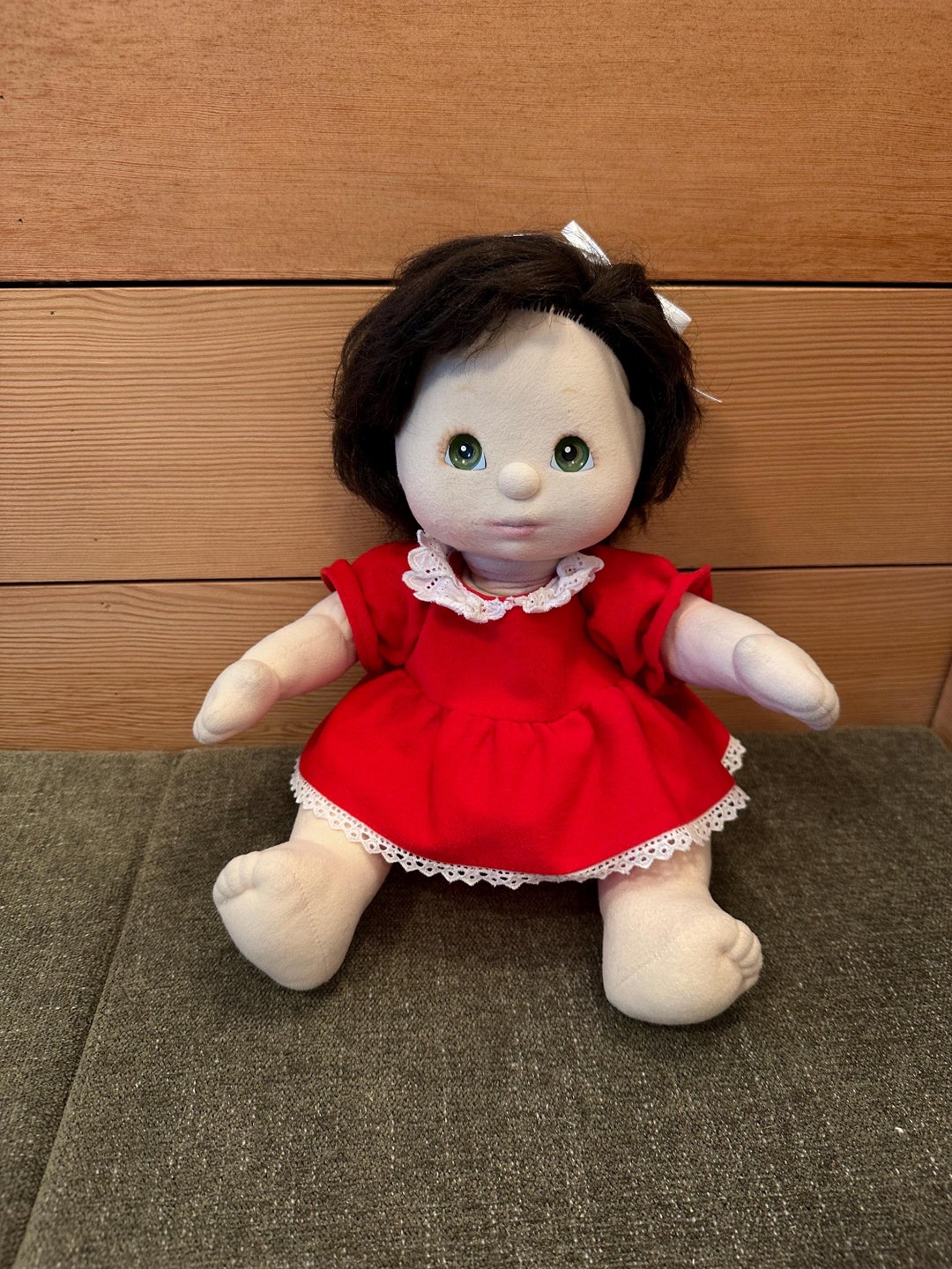 1986 My Child Dark Brunette Side Part Hair Green Eye Girl Doll ...