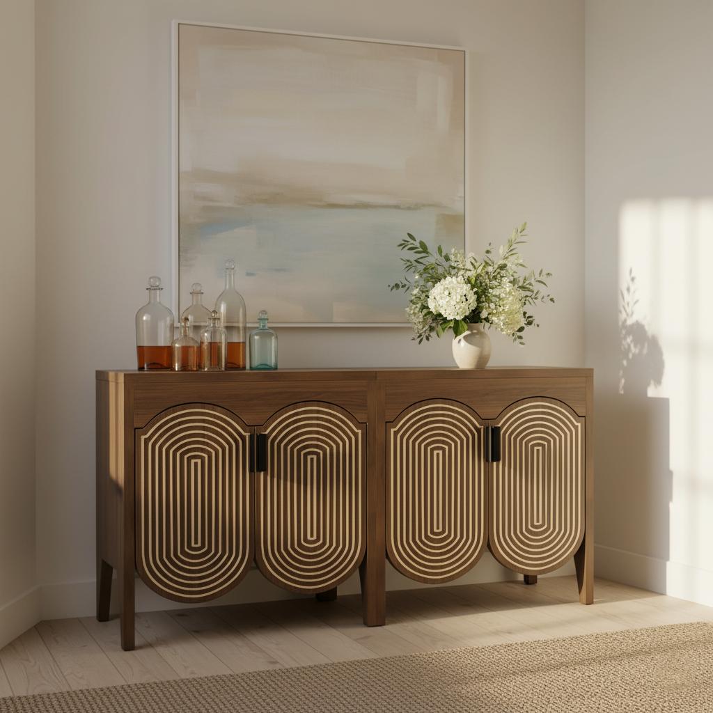 63" Fluted Sideboard: Mid-century Modern Accent Cabinet - Etsy