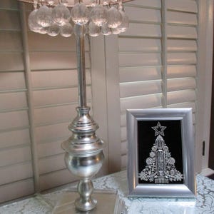 Jeweled Framed Jewelry Art Christmas Tree Black Silver Deco Rhinestone ...