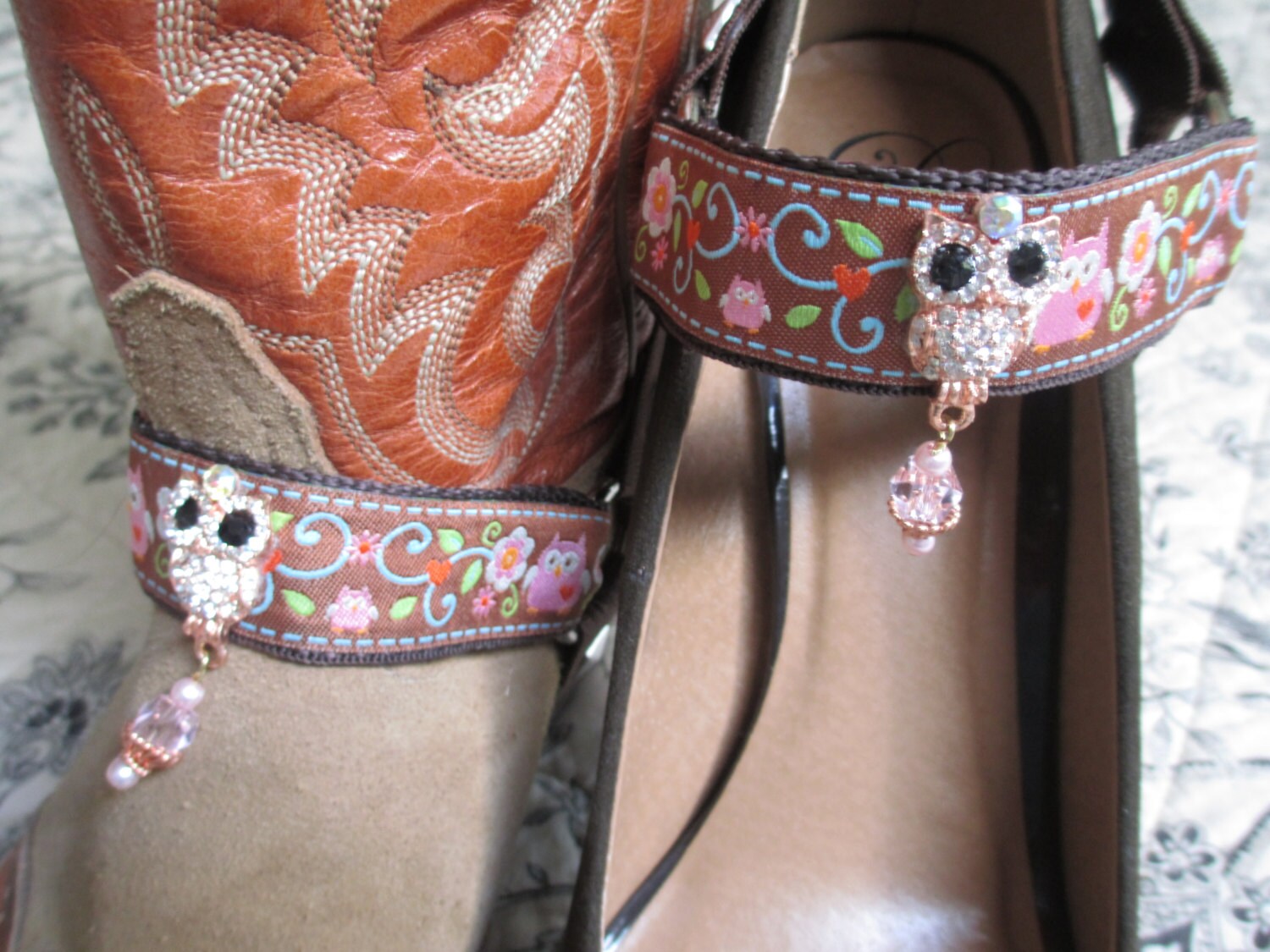 Botas Correas Zapato Joyería Marrón Rosa Rosa Rosa Rhinestone | Etsy