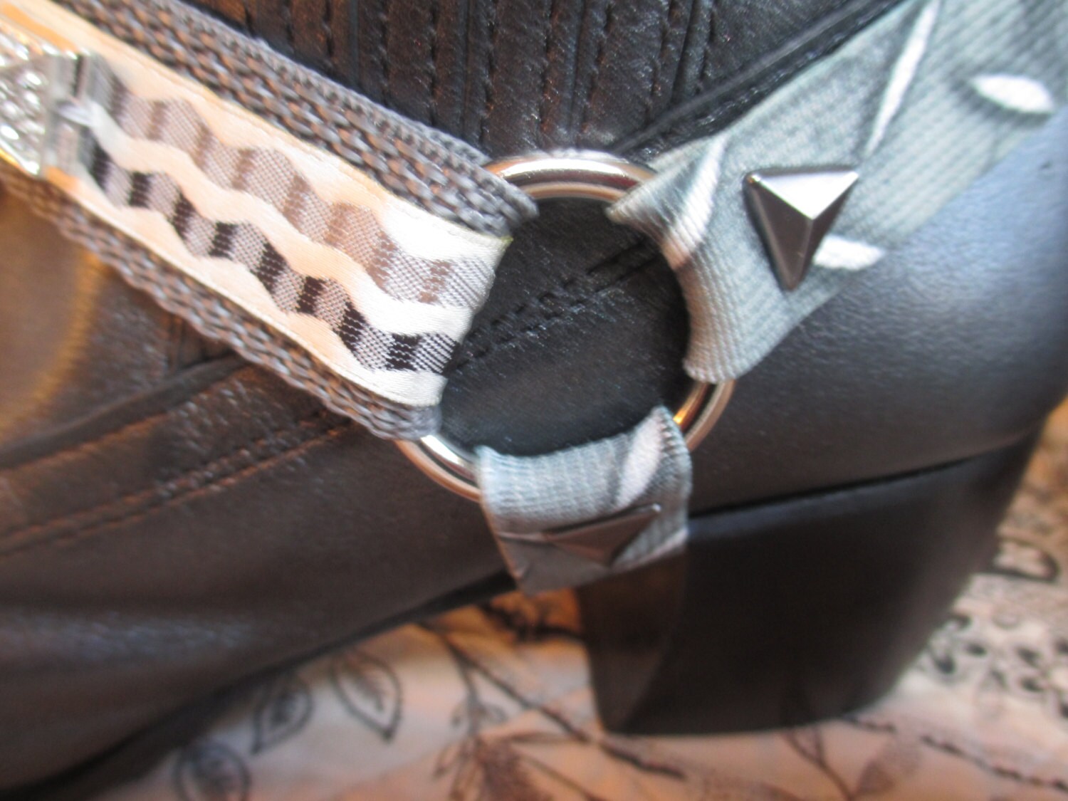 Boot Straps Shoe Jewelry Gray Rhinestone Spikes Satin Ribbon - Etsy