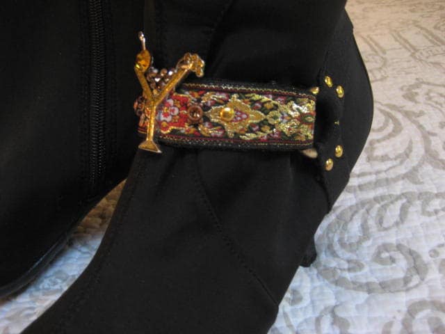 Bootstraps Shoe Jewelry Black Gold Cocktail Studs Rhinestones | Etsy