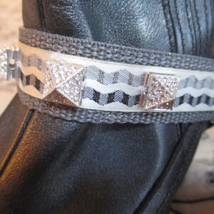 Boot Straps Shoe Jewelry Gray Rhinestone Spikes Satin Ribbon Interchangeable - Etsy