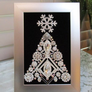 Jeweled Framed Jewelry Art Christmas Tree Black Silver Contemporary ...