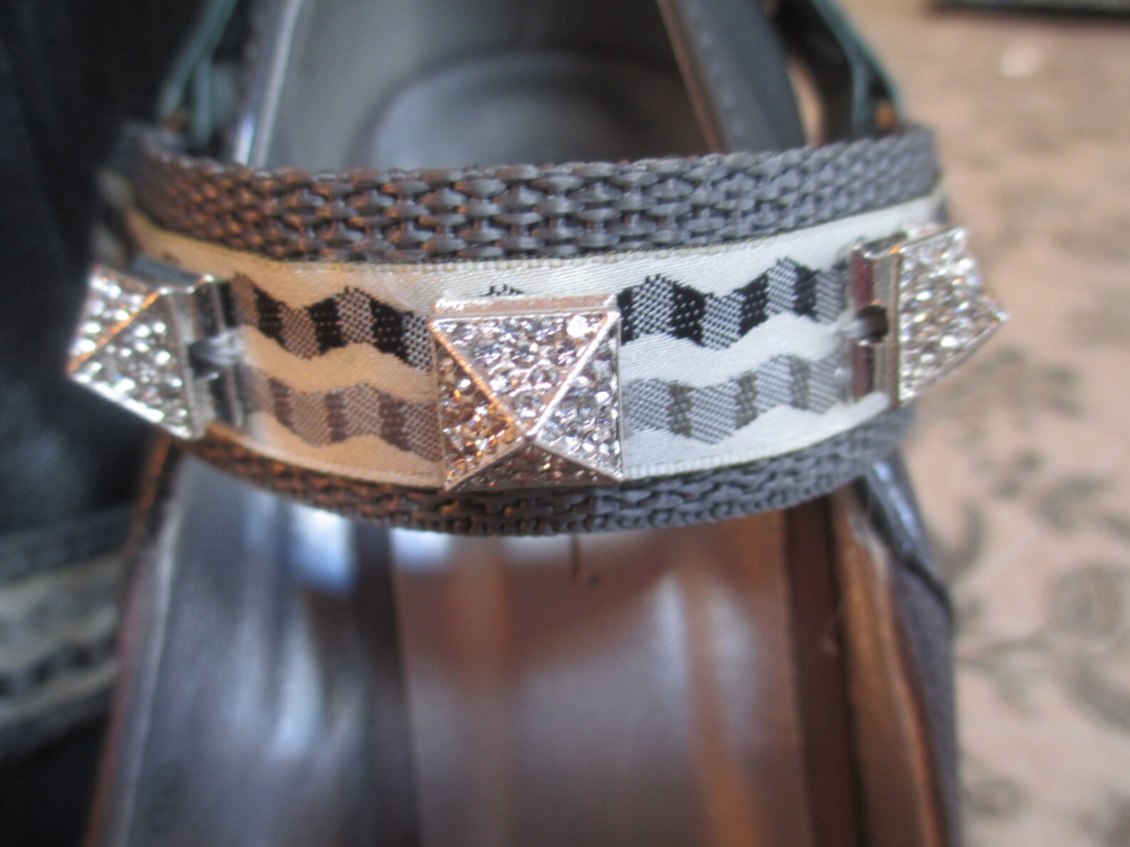 Boot Straps Shoe Jewelry Gray Rhinestone Spikes Satin Ribbon - Etsy