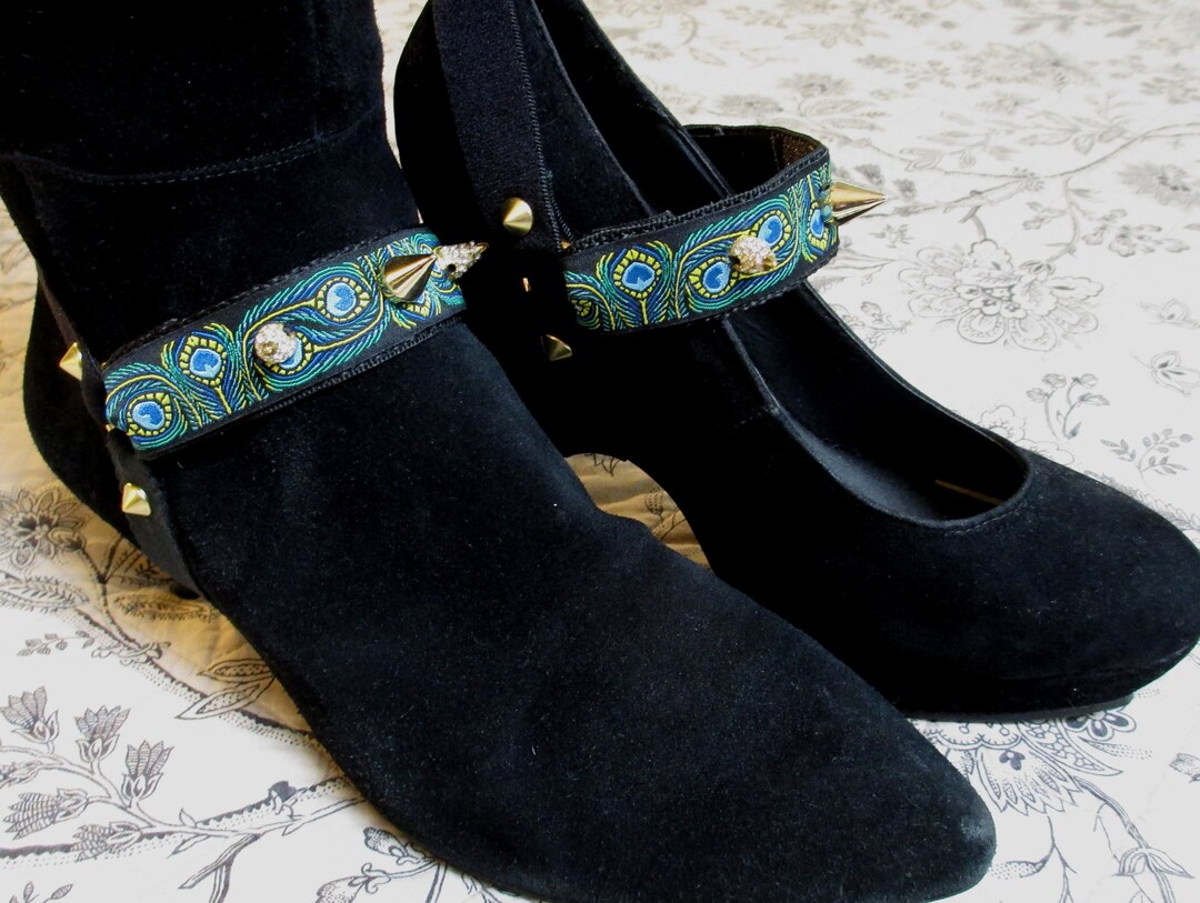 Bootstraps Boots Straps Shoe Jewelry Peacock Feather Ribbon Gold ...