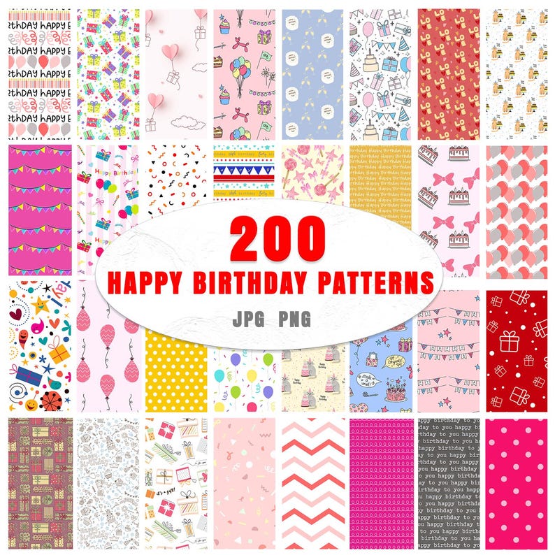 200+ Birthday Digital Papers, Happy Birthday Patterns, Birthday ...
