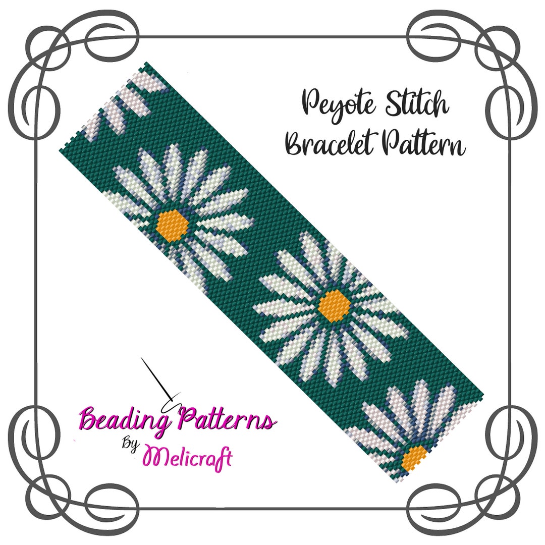 Daisy 2 Peyote Bracelet Pattern - Odd Count Peyote Stitch Chart - Using ...