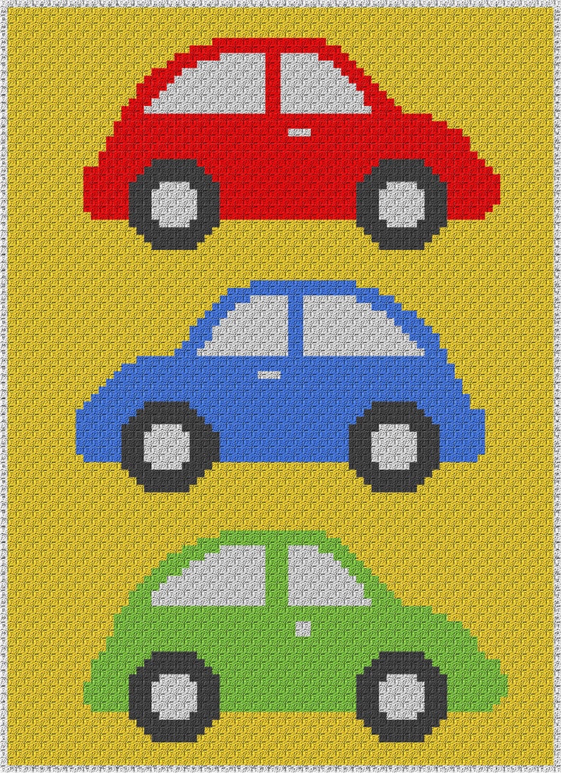 Toy Cars Kids Blanket C2C Crochet Pattern/chart/graph PLUS - Etsy