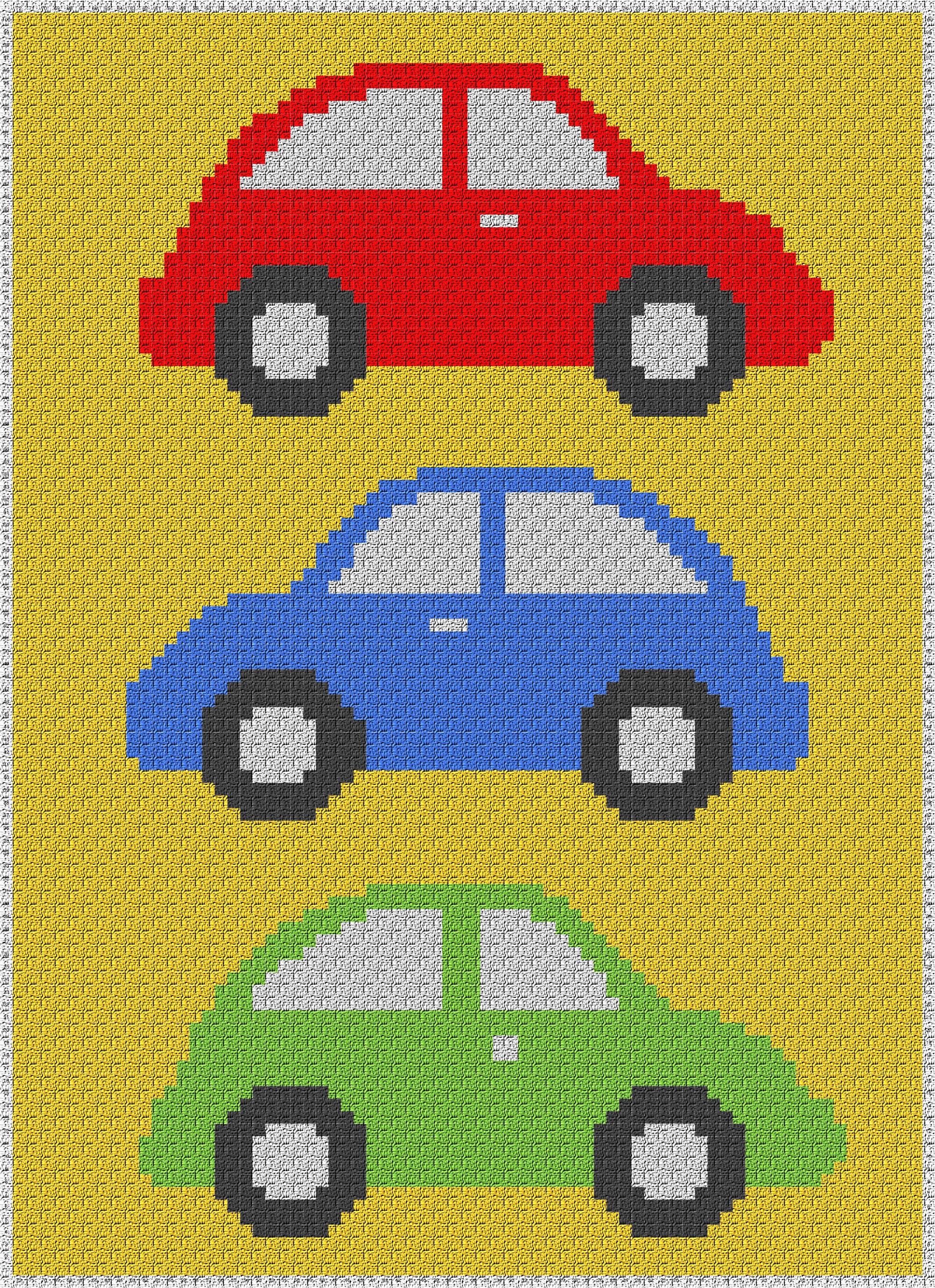 Toy Cars Kids Blanket C2C Crochet Pattern/chart/graph PLUS FREE Written ...