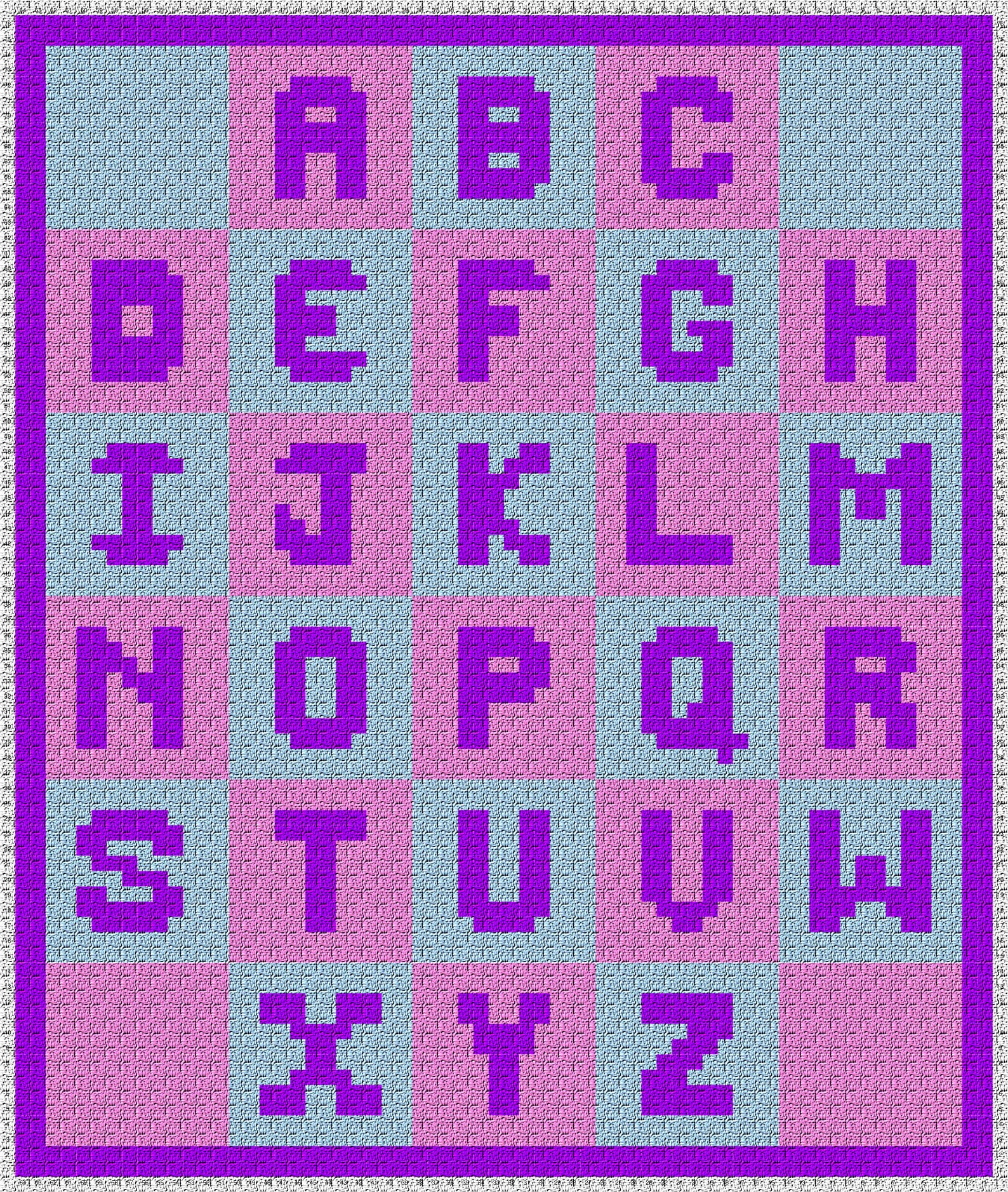 Baby Girl Alphabet Blanket C2c/graphghan Pattern/chart/graph - Etsy