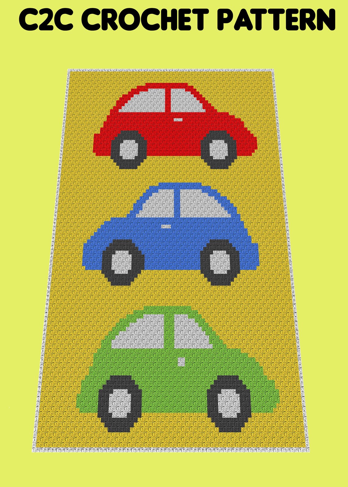 Toy Cars Kids Blanket C2C Crochet Pattern/chart/graph PLUS - Etsy