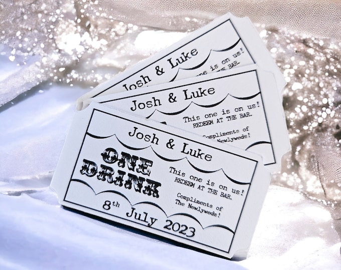 Ticket Style free Drink Tokens for Weddings 3 Designs to Choose 25 per ...
