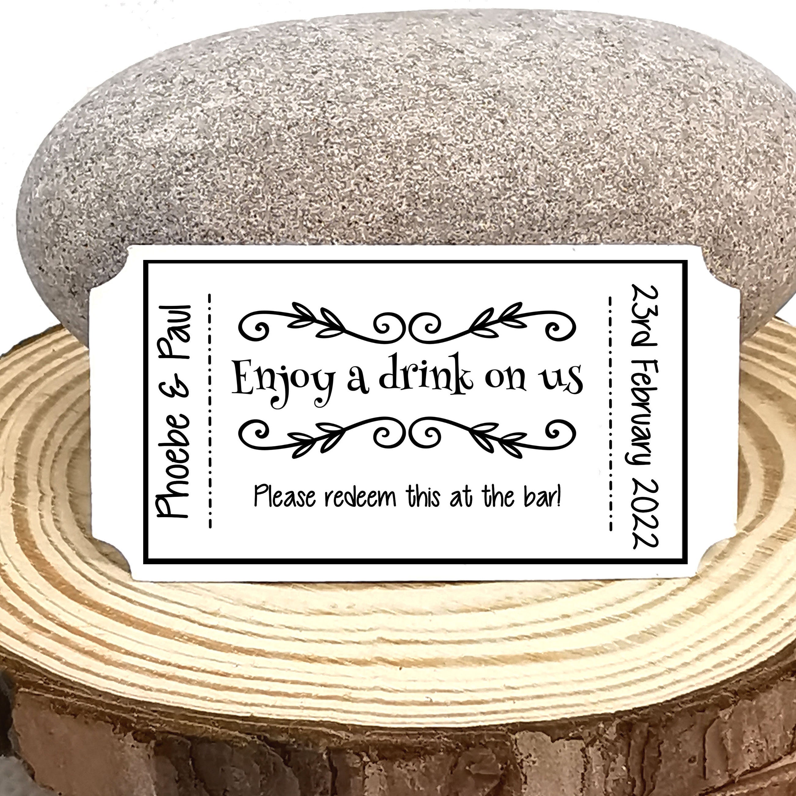 Ticket Style "Free Drink" Tokens for Weddings - 3 Designs to choose, 25 ...